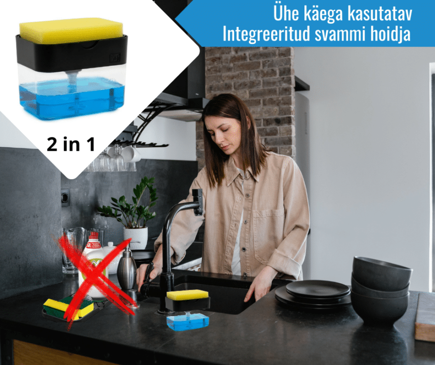 Nõudepesuvahendi dosaator + svamm- LovelyKitchen™ - SiinOn | E-pood